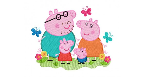 Peppa Pig Family Embroidery Design