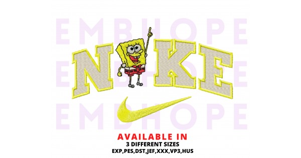 Nike Spongebob Embroidery Design 3 Sizes