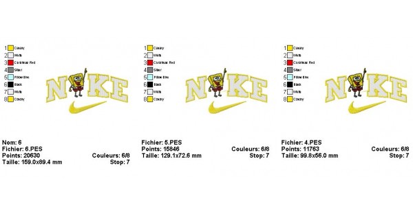 Nike Spongebob Embroidery Design 3 Sizes